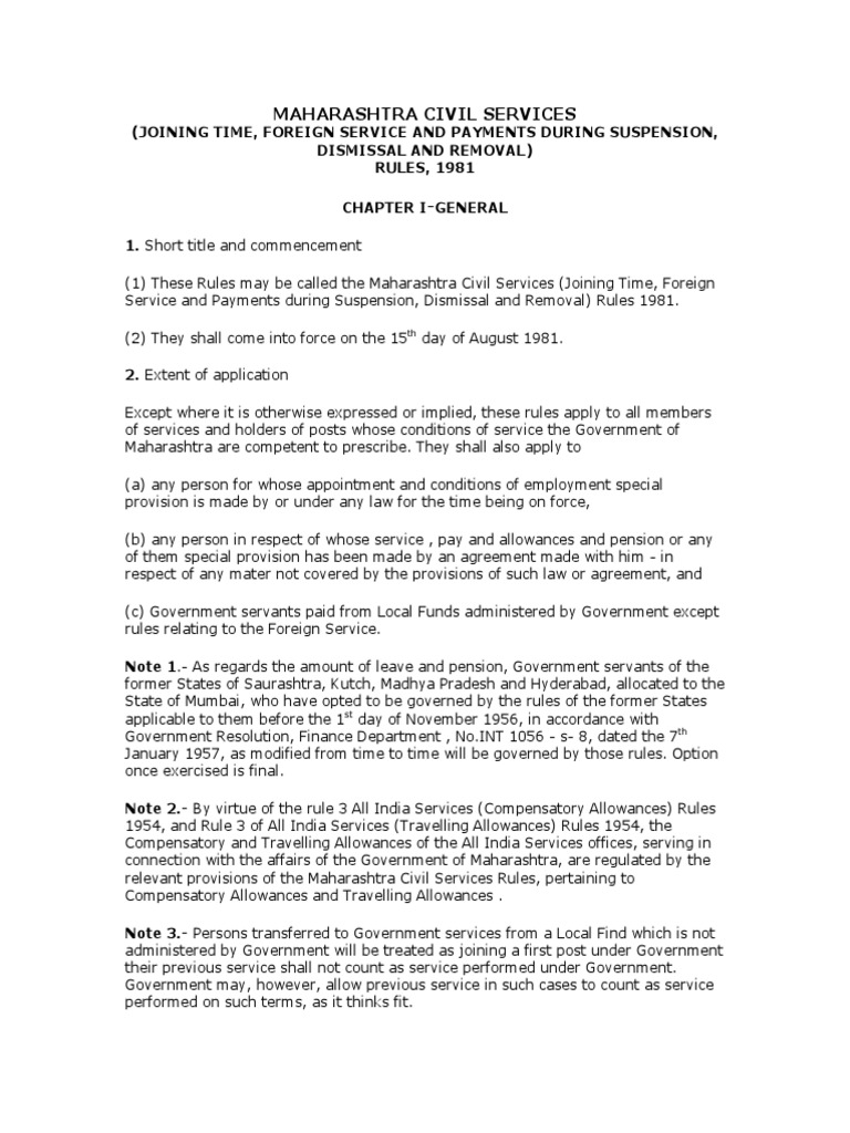 MCSR (Joining Etc..) | PDF | Pension | United States Foreign Service