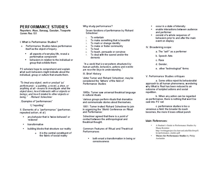 Performance Studies | PDF | Rituals | Behavioural Sciences