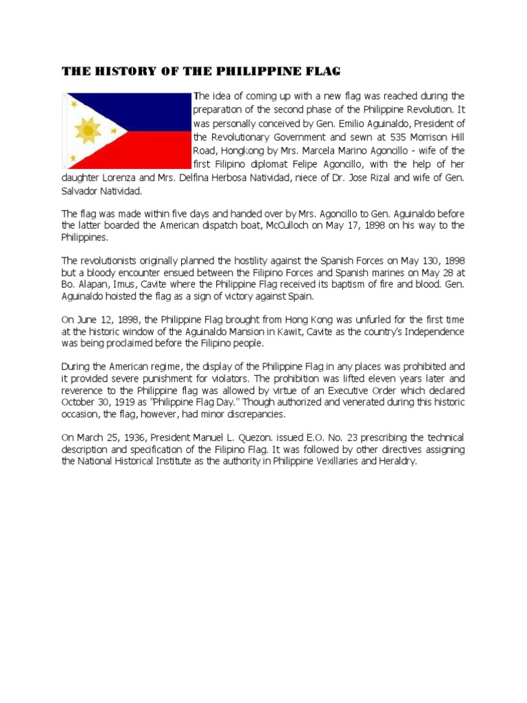 The History of The Philippine Flag | PDF | History
