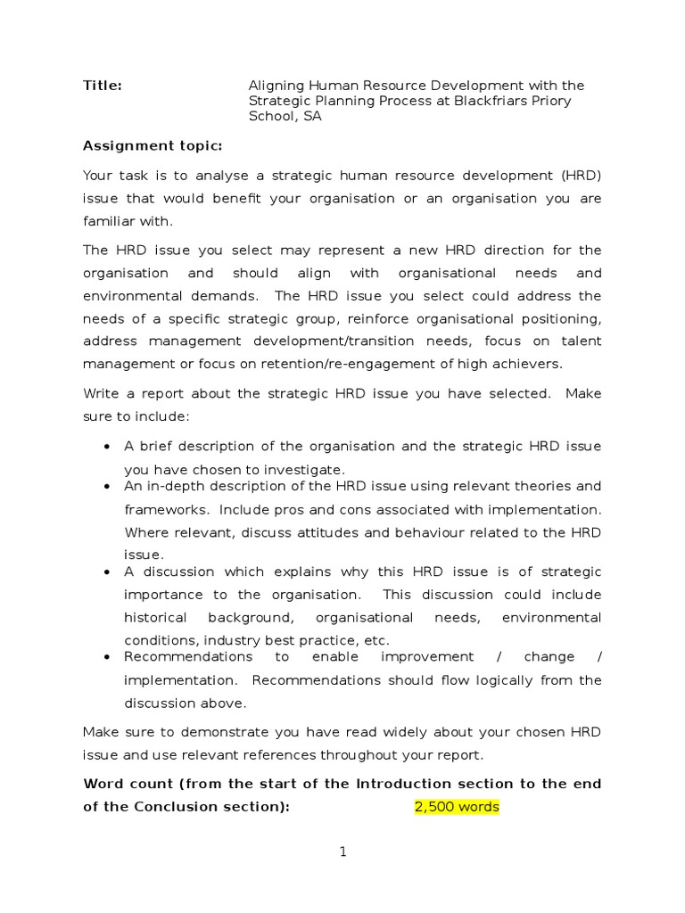 Strategic Human Resource Development - Assignment | PDF | Strategic ...