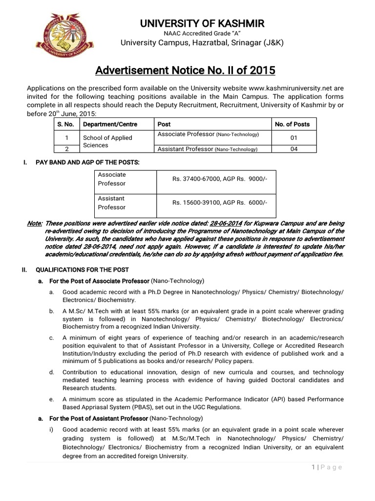 Advertisement Notice No. II of 2015 | PDF | Doctor Of Philosophy ...