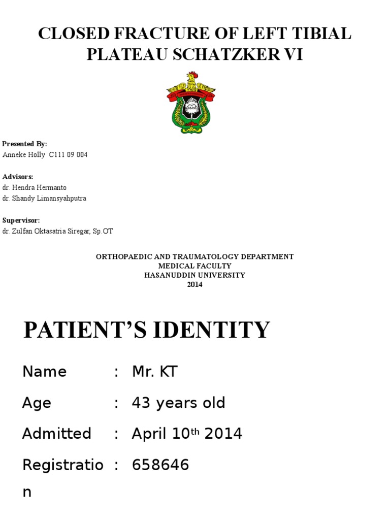Tibial Plateau Fracture Case Study | PDF | Knee | Human Anatomy