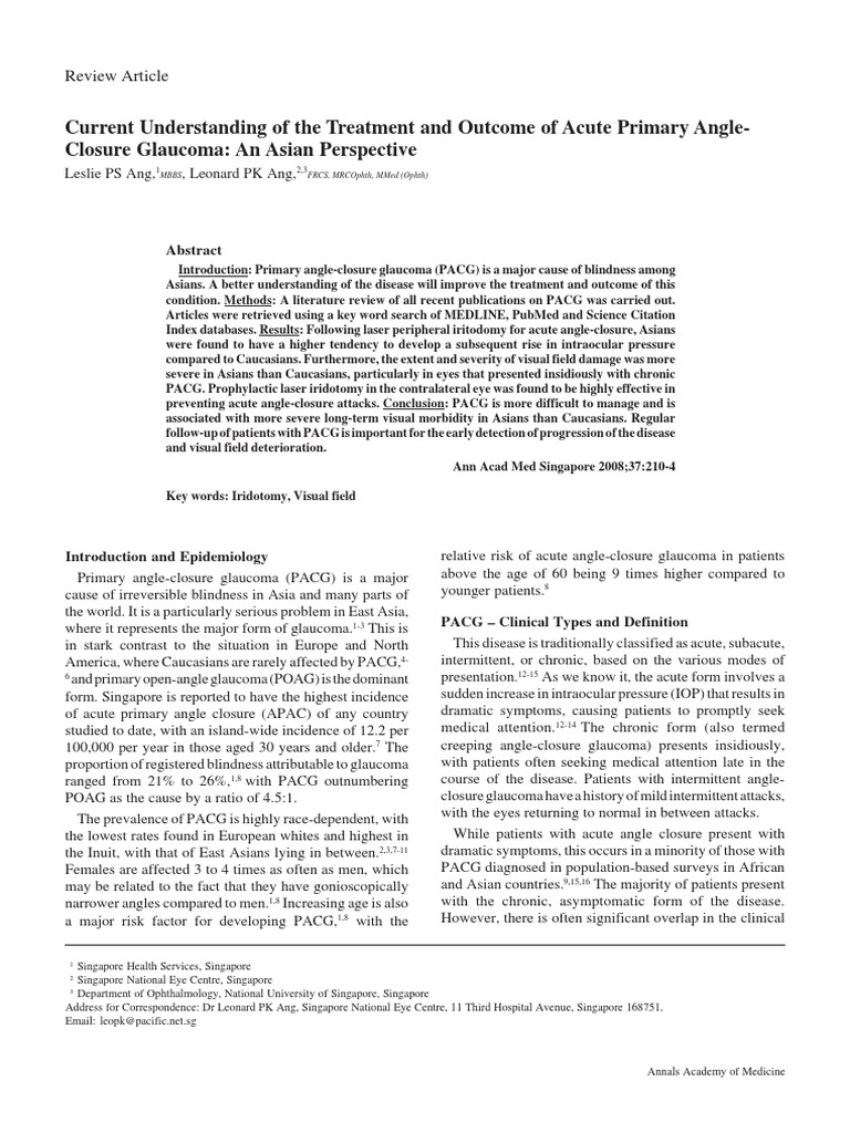Acute Primary Angle Closure Glaucoma | Download Free PDF | Glaucoma ...