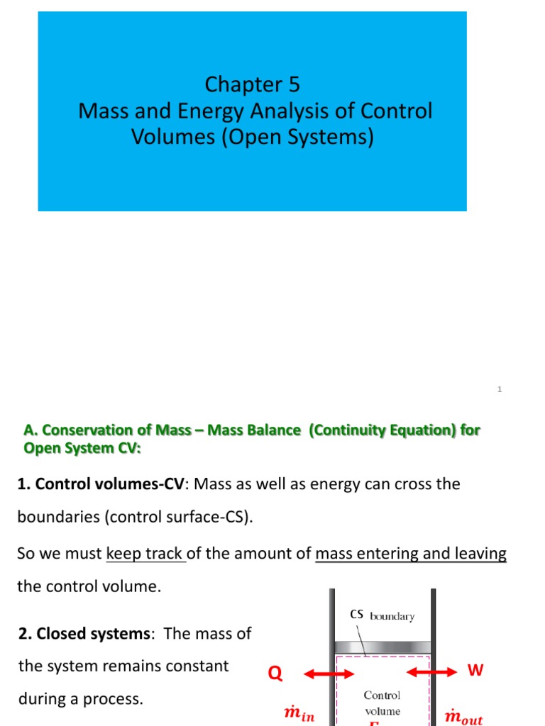 Mass and Energy Analysis of Control Volumes (Open Systems) | PDF ...