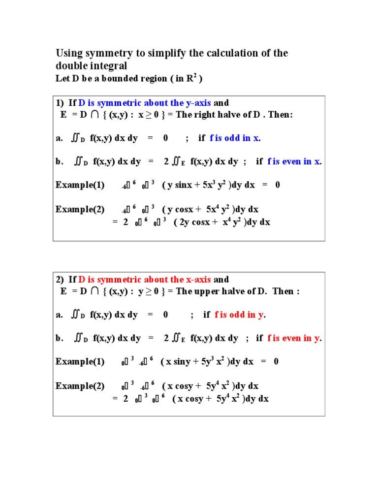 Using Symmetry in Double Integrals | PDF | Analysis | Geometric Measurement