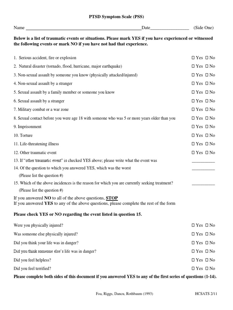 PSS Adult | Download Free PDF | Psychological Trauma | Posttraumatic ...
