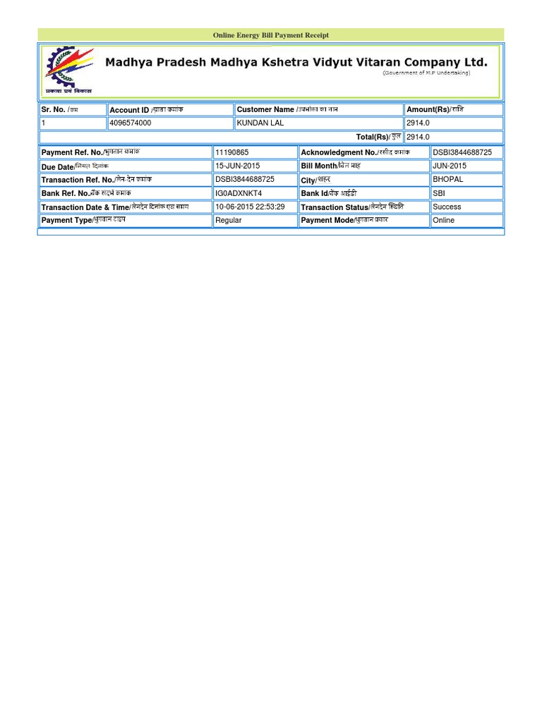 Online Energy Bill Payment Receipt | PDF | Career & Growth | Finance ...