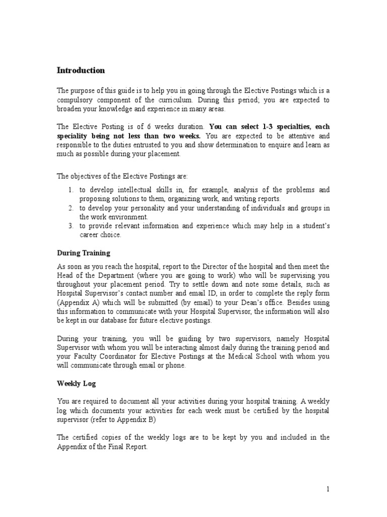 Guide to MBBS Elective Postings | PDF | Medical School | Email