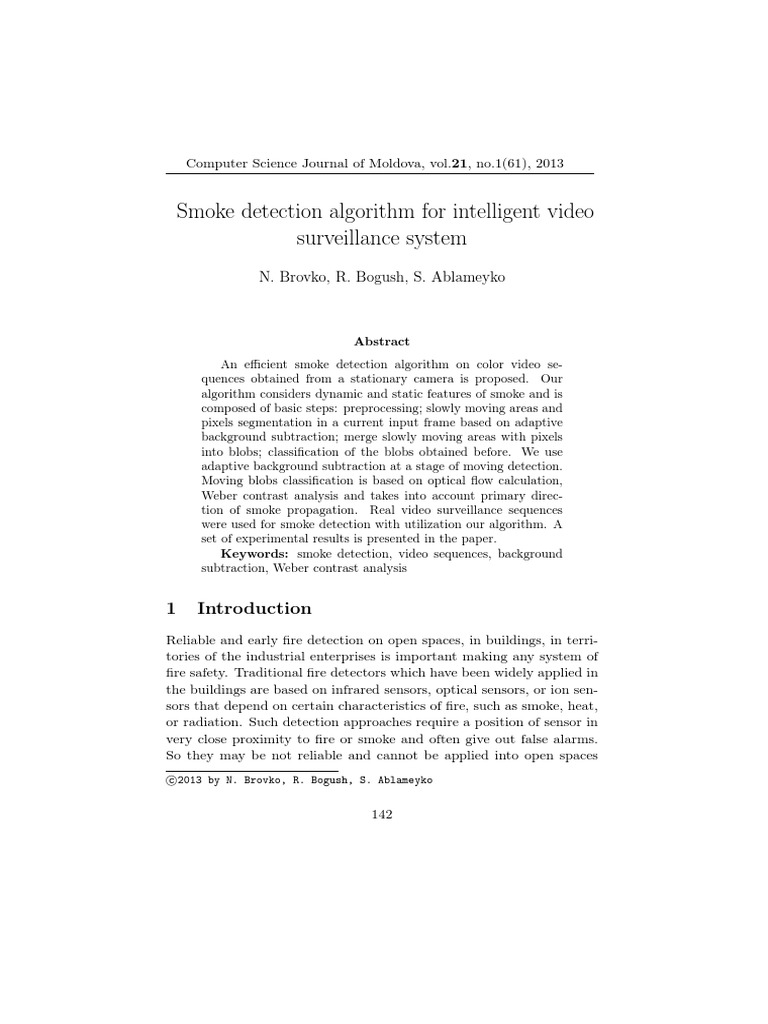 Smoke Detection Algorithm Pdf Receiver Operating Characteristic Areas Of Computer Science 