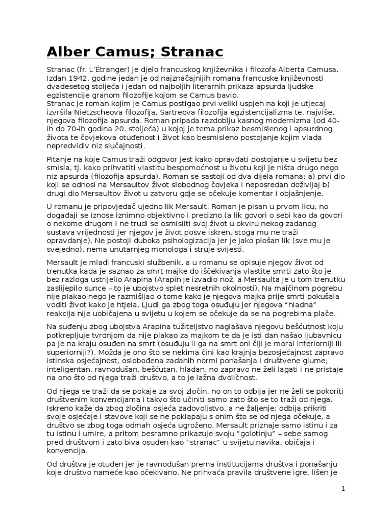 Alber Camus Stranac | PDF