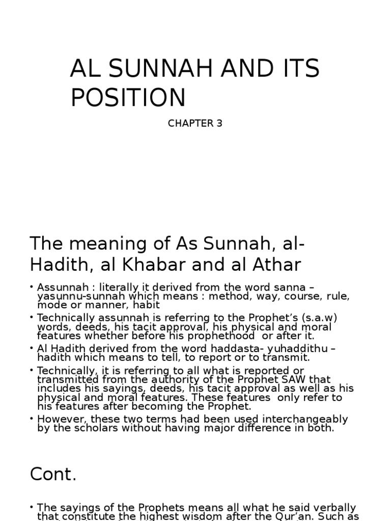 Understanding Al Sunnah and Hadith | PDF | Hadith | Islam Related ...