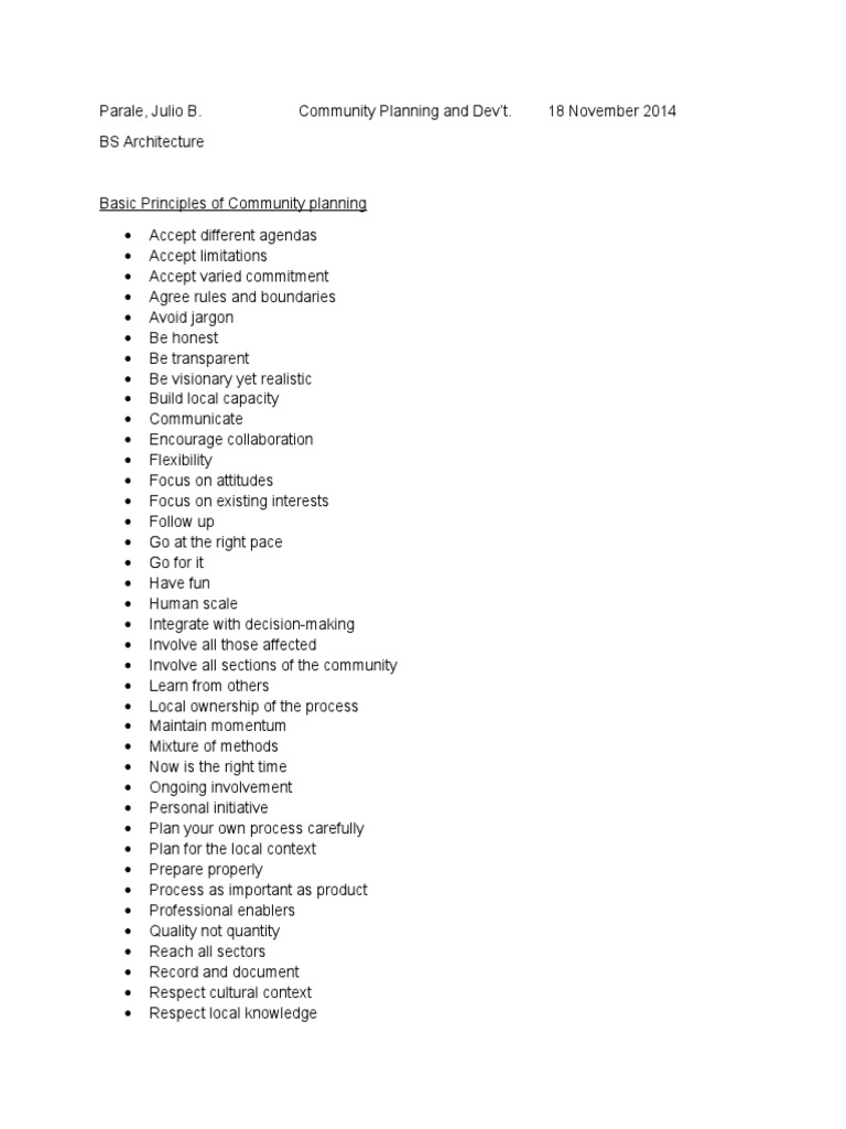 Community Planning Principles Explained | PDF | Consensus Decision ...