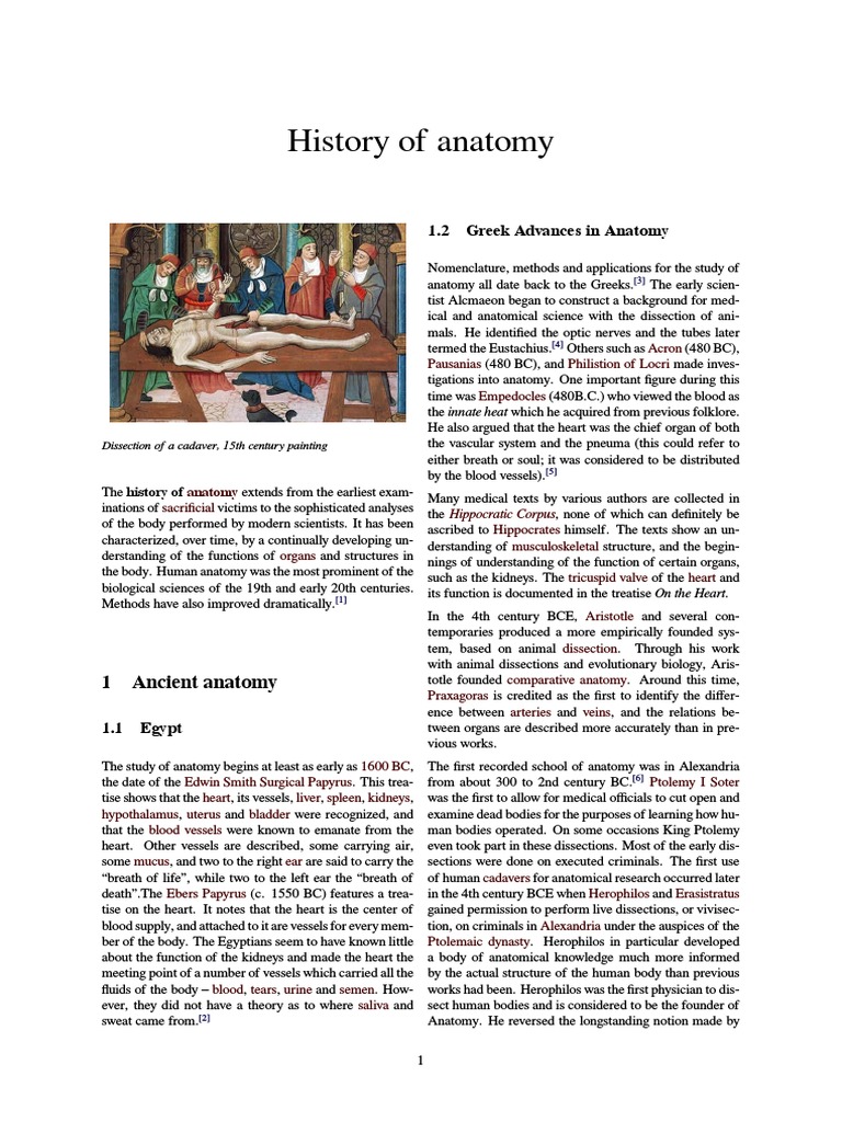 History of Anatomy: 1.2 Greek Advances in Anatomy | PDF | Anatomy | Science