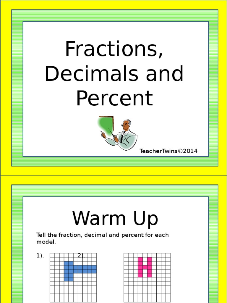 Fractions, Decimals and Percent: Teachertwins©2014 | PDF