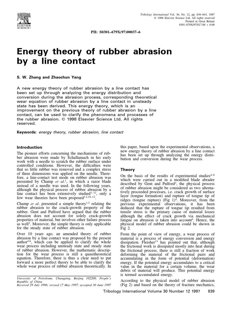 Energy Theory of Rubber Abrasion | PDF | Wear | Fracture