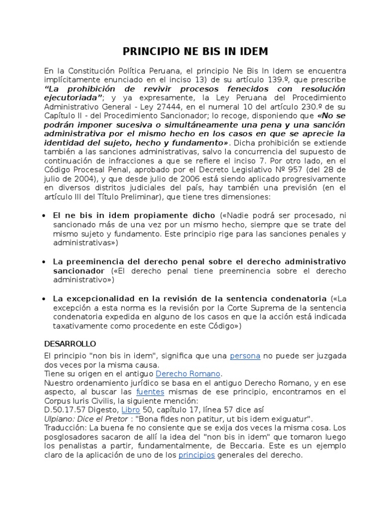 12va Principio Ne Bis in Idem - 1 | PDF | Derecho penal | Virtud