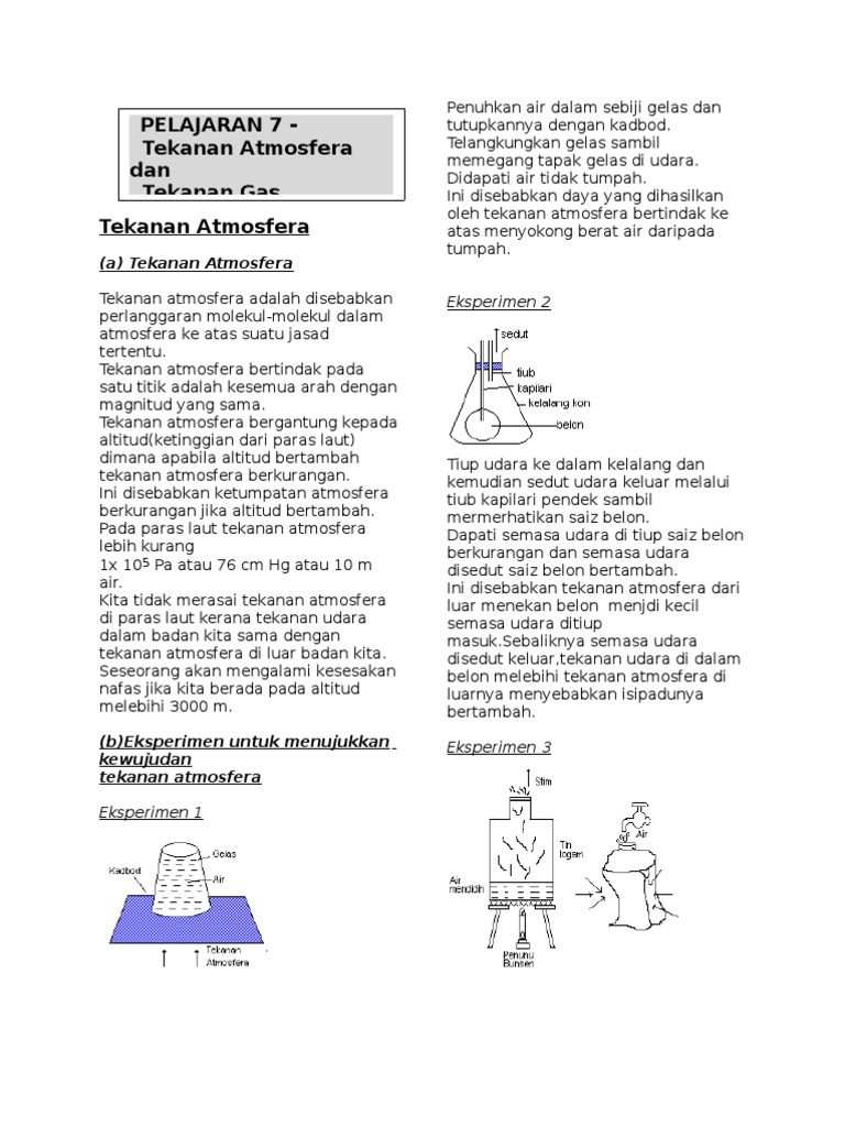 3 7 Tekanan Atmosfera Dan Tekanan Gas | PDF
