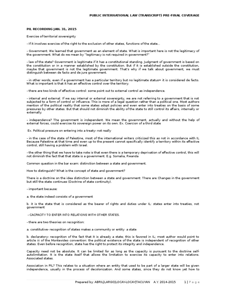 PIL Prefi Transcript | PDF | Sovereignty | Jurisdiction