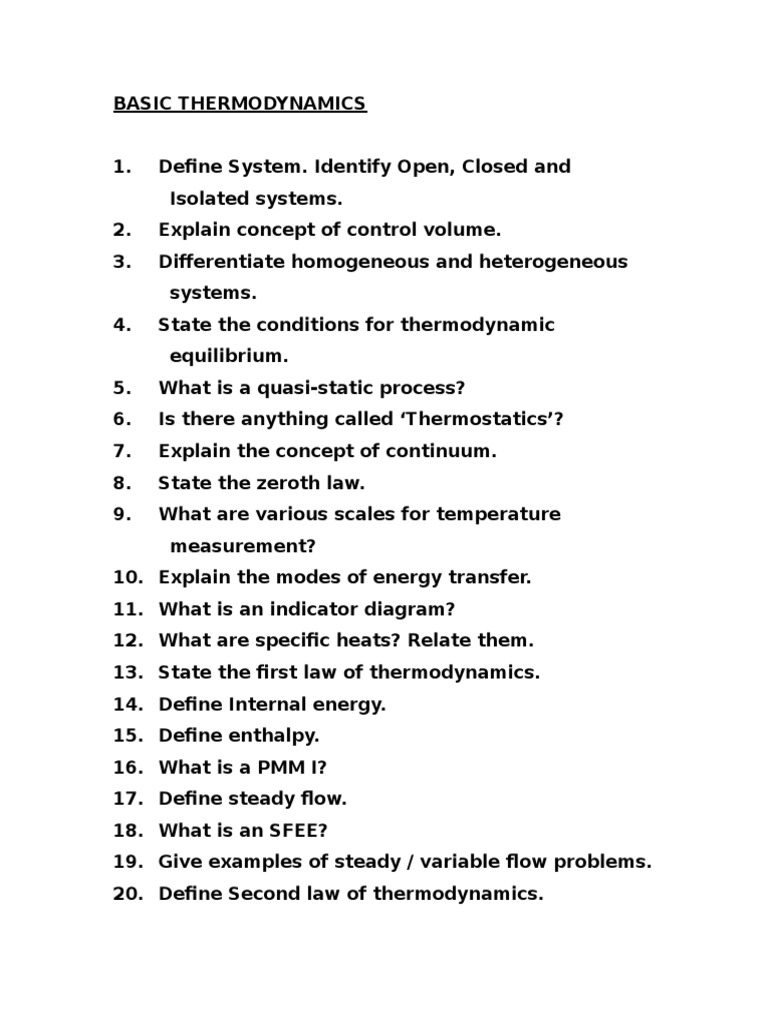 Possible Interview Questions | PDF | Thermodynamics | Fluid Dynamics