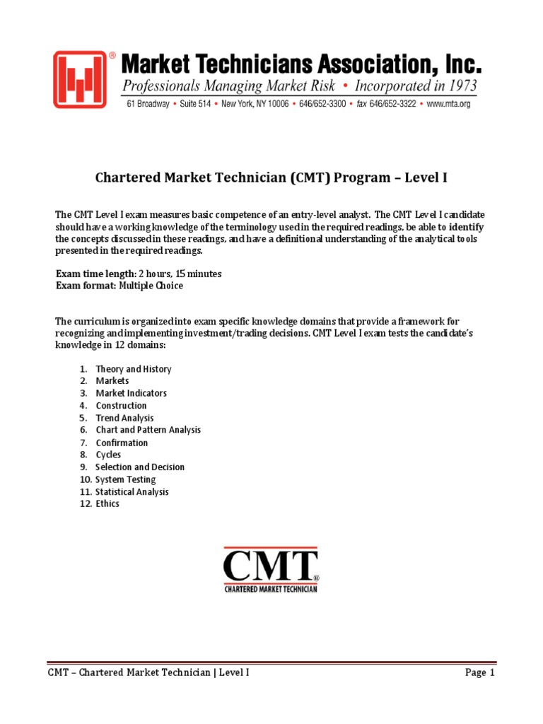 Chartered Market Technician (CMT) Program - Level I: Exam Time Length ...