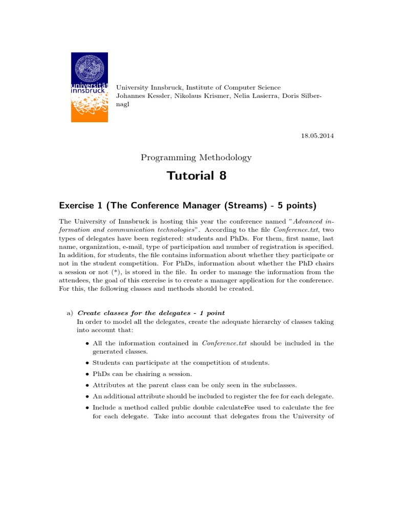 Tutorial 8: Programming Methodology | PDF | Interview | Java ...