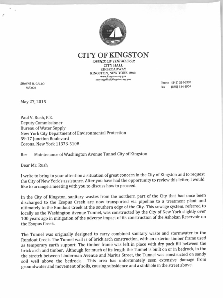 Gallo Letter To DEP | PDF | Sanitary Sewer | Water Supply