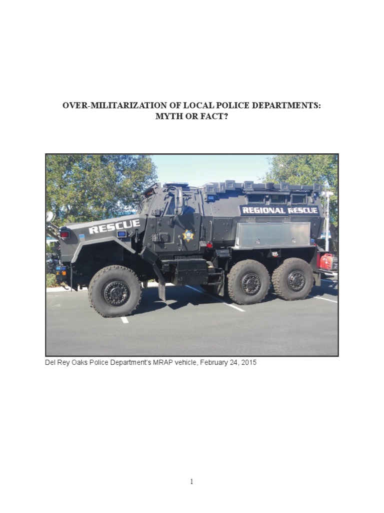 Over-Militarization of Local Police Departments: Myth or Fact? | PDF ...