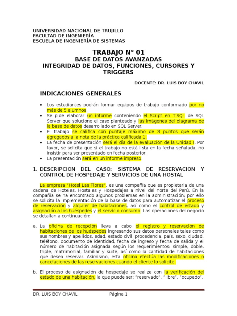 TAREA | PDF | Servidor SQL de Microsoft | Hotel