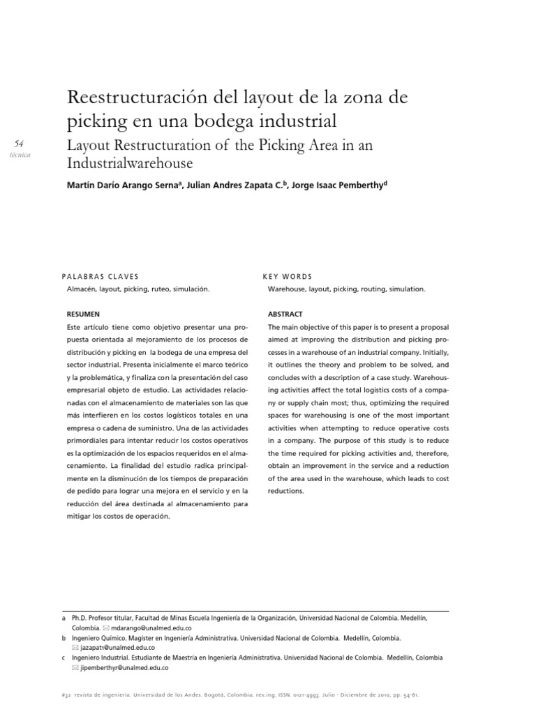 Layout de Una Bodega Industrial Estudio de Simula | PDF | Distribución ...