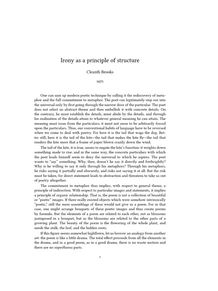 Irony Principle Structure | PDF | Poetry | General Fiction