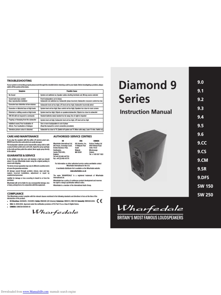 Wharfedale Diamond 9 Series Manual and Setup Guide | PDF | Loudspeaker ...
