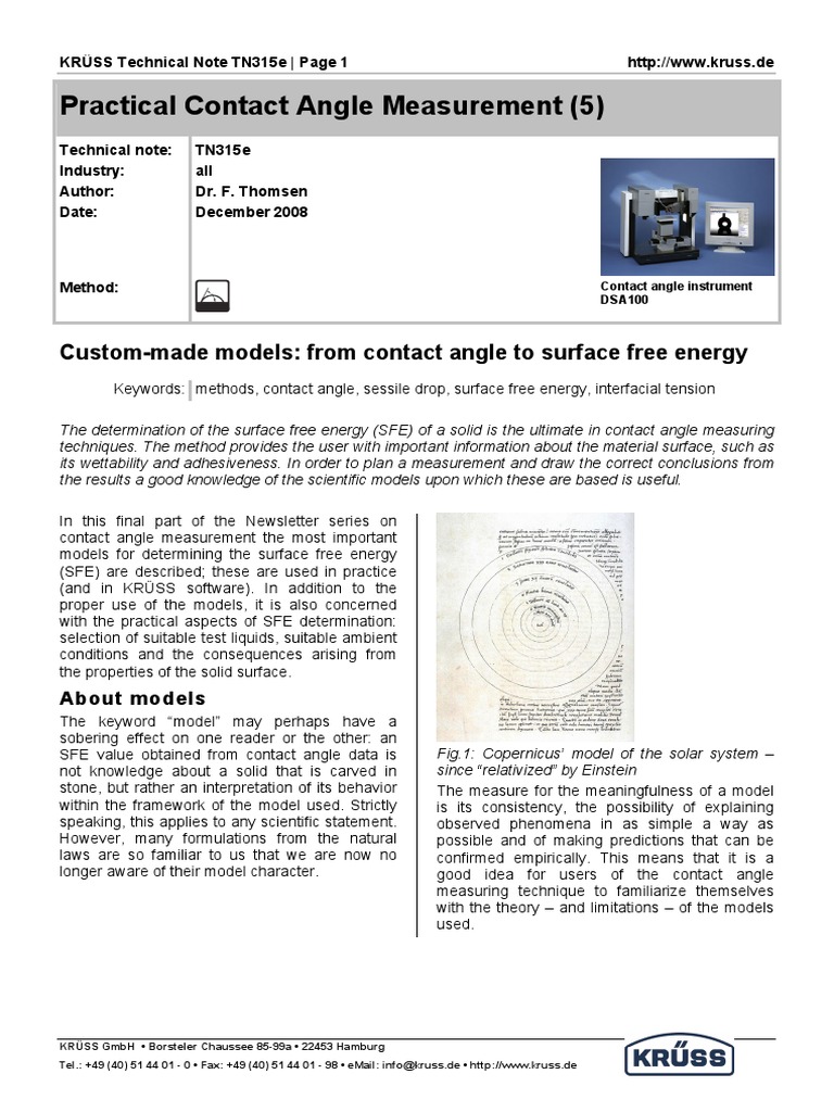 Practical Contact Angle Measurement Models | PDF | Wetting | Adhesion
