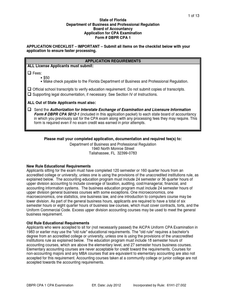 Application Packet For Cpa Examination | Download Free PDF | Uniform ...