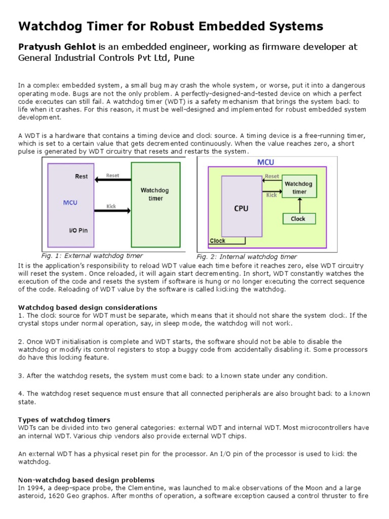 Watchdog Timer For Robust Embedded Systems | PDF | Embedded System | Timer