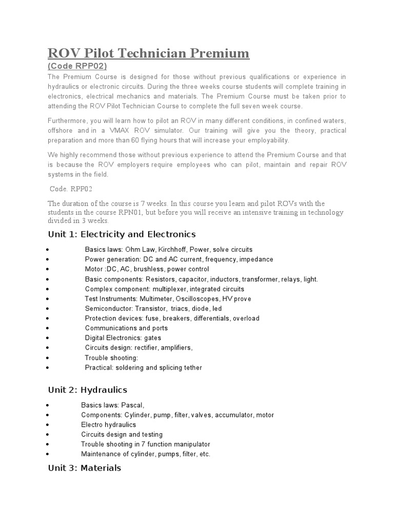 Rov Course | PDF | Electronics | Electronic Circuits