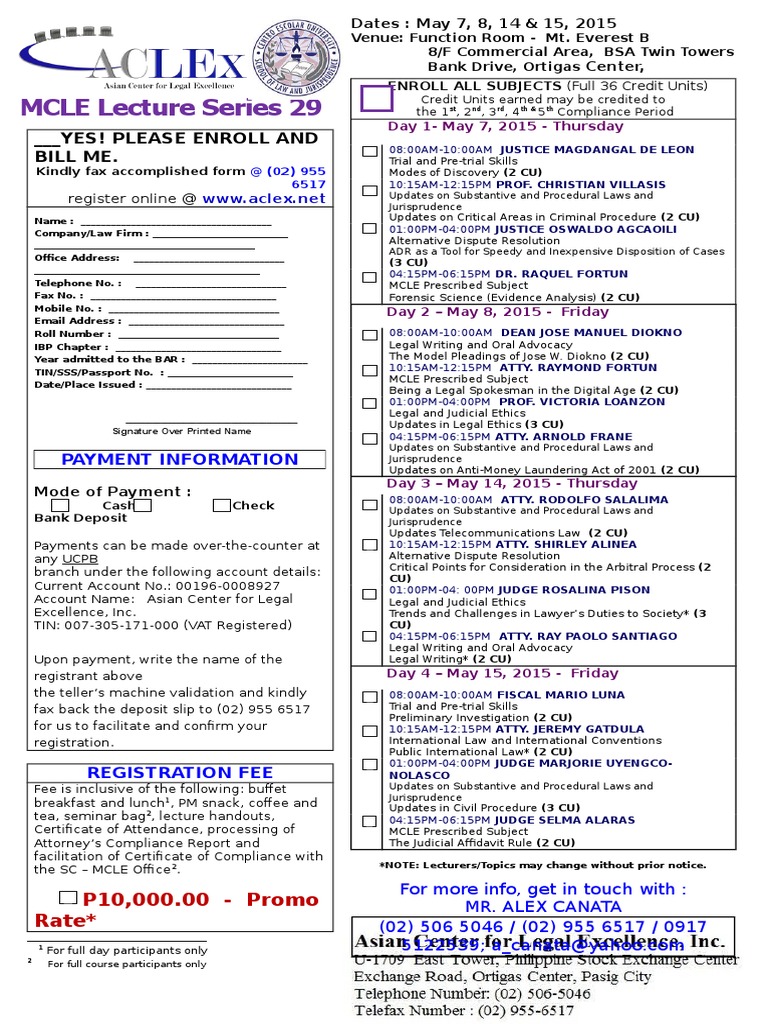 ACLEx MCLE Lecture Series 29 | PDF | Alternative Dispute Resolution | Fee