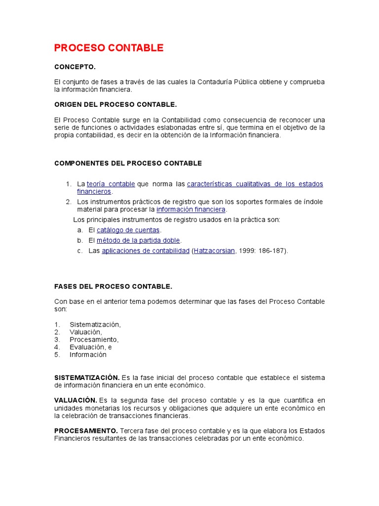 El Proceso Contable | PDF | Beneficio (economía) | Contabilidad
