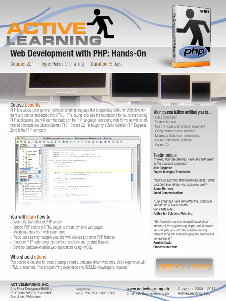 Web Development With PHP: Hands-On: Course: Type: Duration | PDF | Php ...