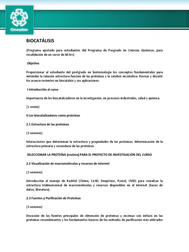 BIOCATALISIS Cinvestav | PDF | La cinética de enzimas | Catálisis