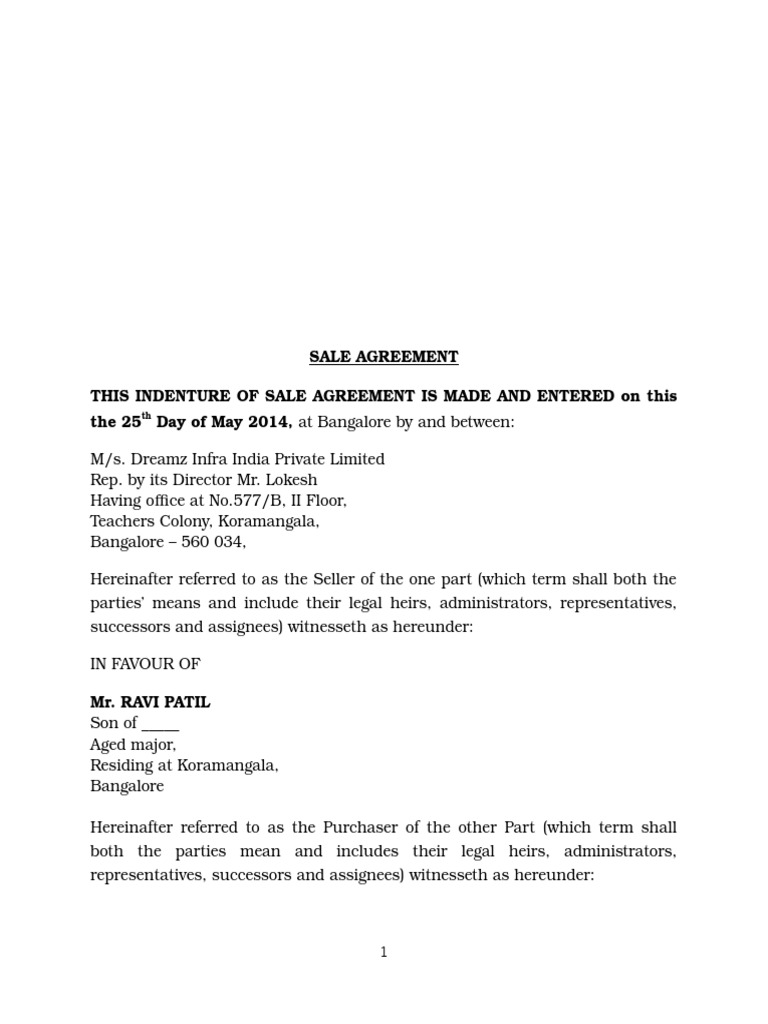 Sale Agreement | PDF | Deed | Rupee