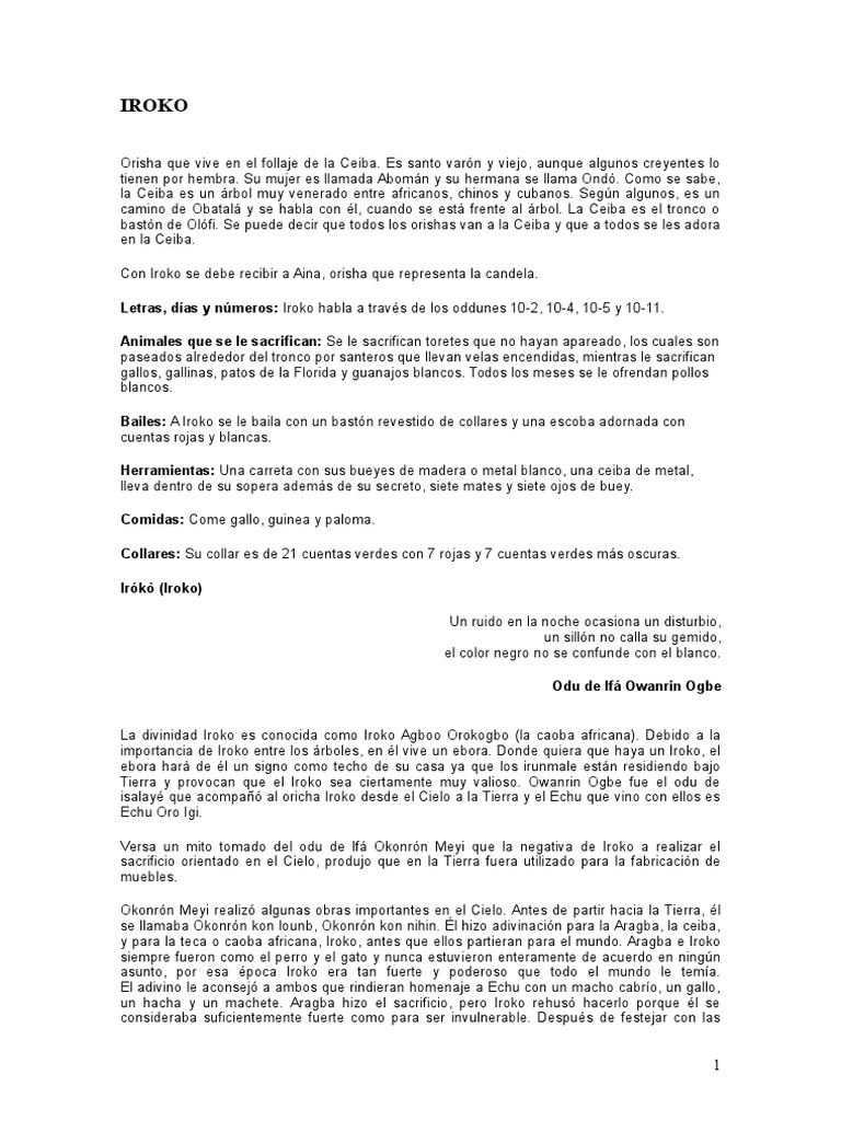 IROKO | PDF | Brujería | Pollo