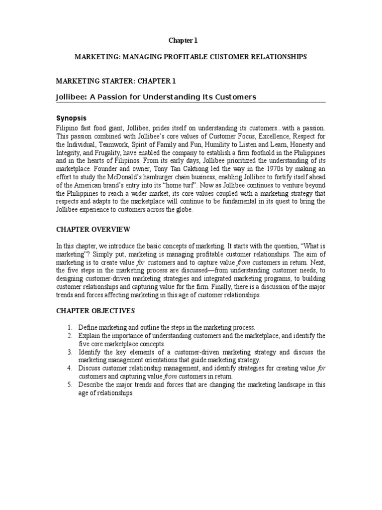 Chapter 1 Managing Profitable Customer Relationships | PDF | Customer ...