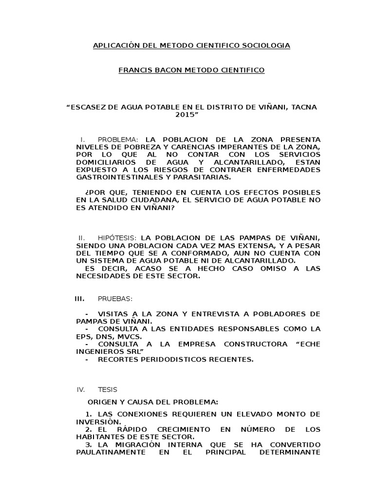 Francis Bacon Metodo Cientifico | PDF | Diarrea | Escasez de agua