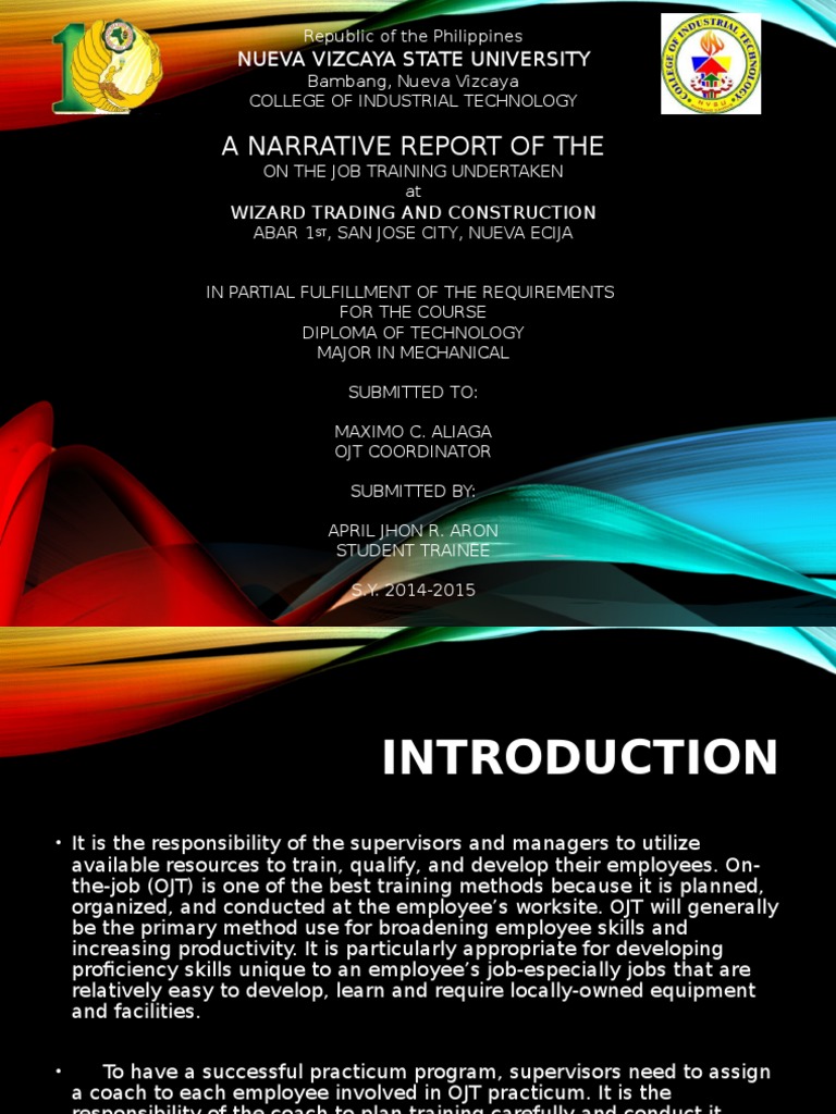 STUDENT OJT PRESENTATION OF EXPERIENCES AND OTHERS | Competence (Human ...