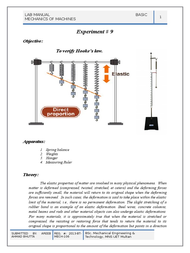 Hooke's Law | PDF | Elasticity (Physics) | Deformation (Mechanics)