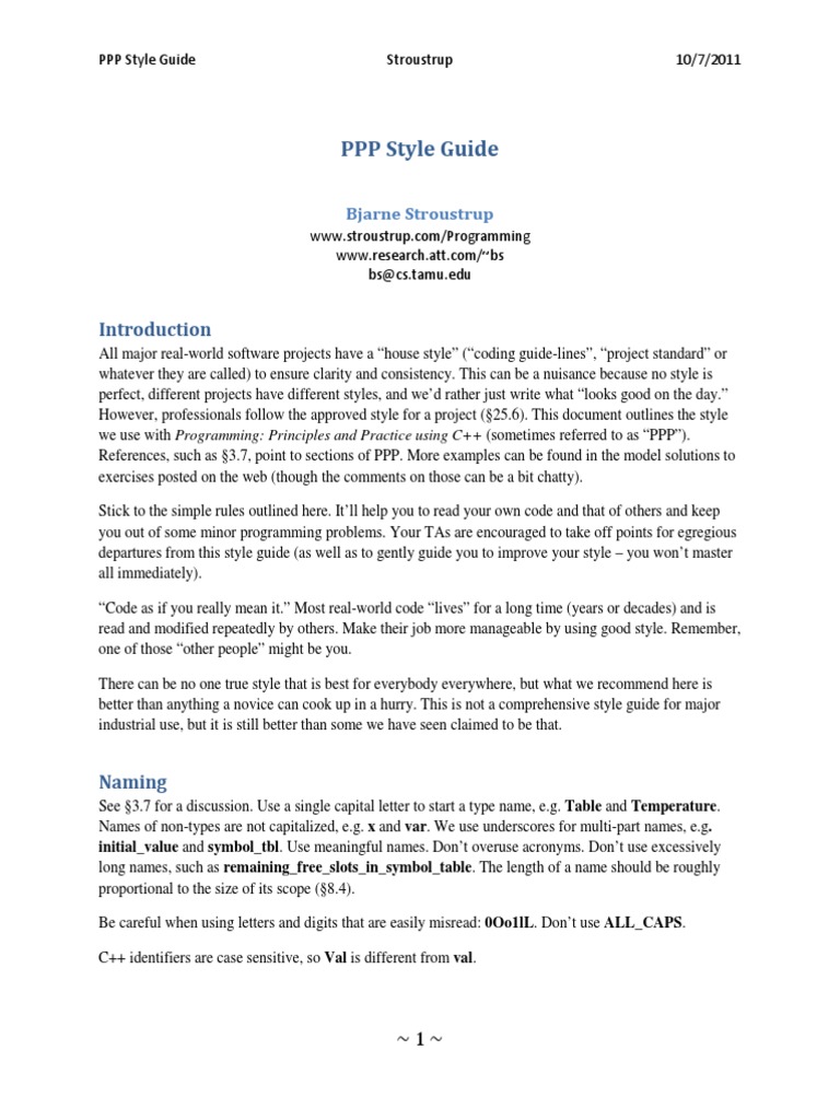 Ppp C Syntax Style Stroustrup Pdf C C Programming Language 8727
