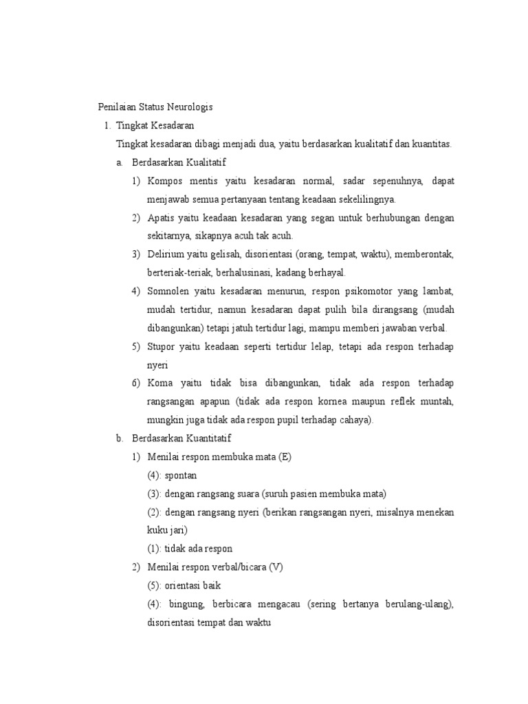 Penilaian Status Neurologis | PDF