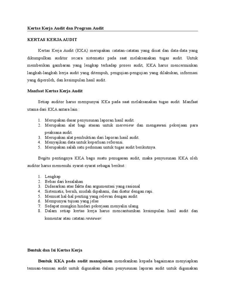 Format Kertas Kerja Audit