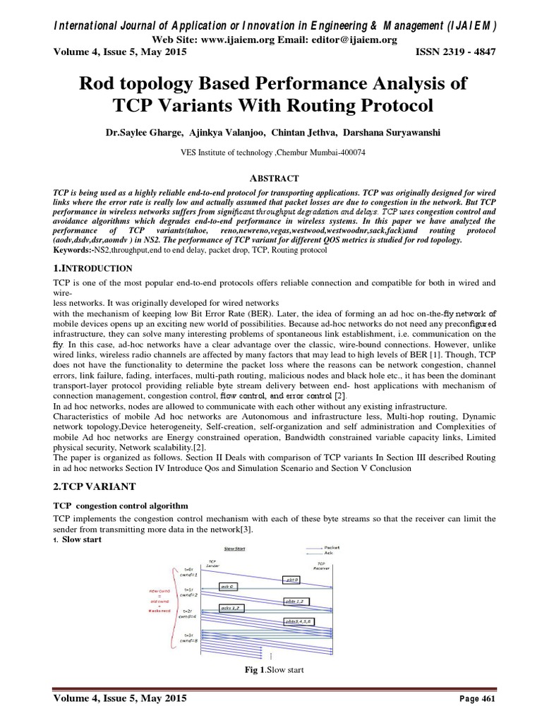 Rod Topology Based Performance Analysis of TCP Variants With Routing Protocol | Download Free ...