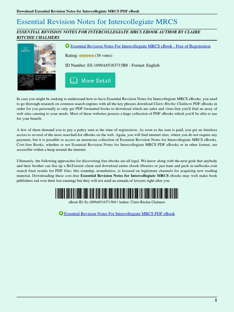Essential Revision Notes For Intercollegiate MRCS | PDF | E Books ...
